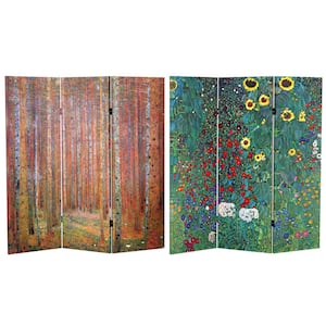 RED LANTERN 3 ft. Short Works of Van Gogh Canvas 3-Panel Folding Screen ...
