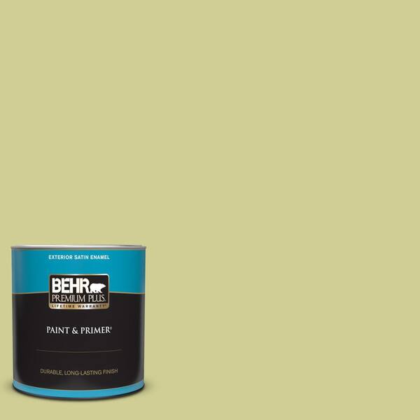 BEHR PREMIUM PLUS 1 qt. #M340-4 Wasabi Satin Enamel Exterior Paint ...