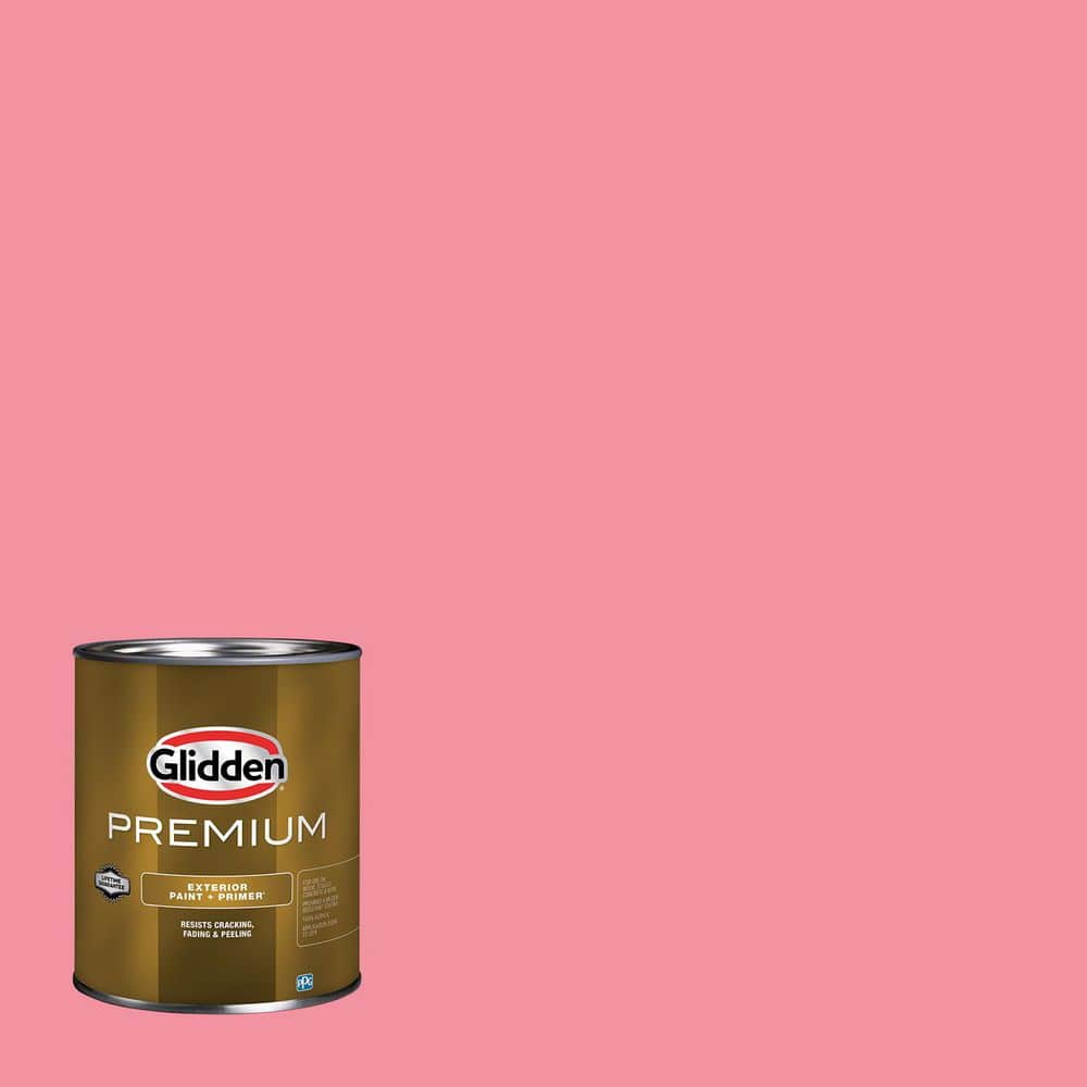 Glidden Premium 1 qt. PPG1184-4 Pink Punch Satin Exterior Latex Paint ...