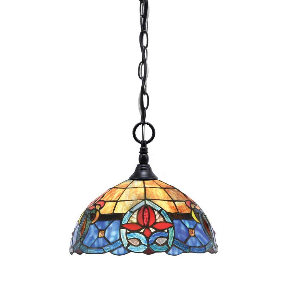 Elva 100-Watt 1-Light Matte Black Shaded Pendant Light with 12 in ...