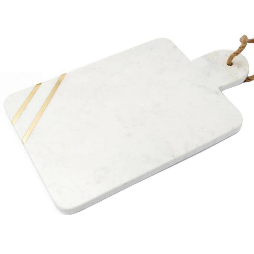 LEXI HOME Marble Collection 15 in. Rectangle White Marble Charcuterie ...