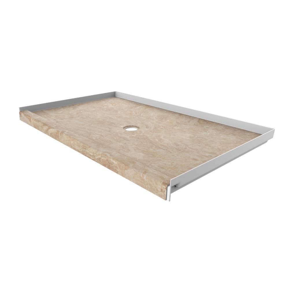 FlexStone 36 in. x 60 in. Single Threshold Shower Base with Center ...