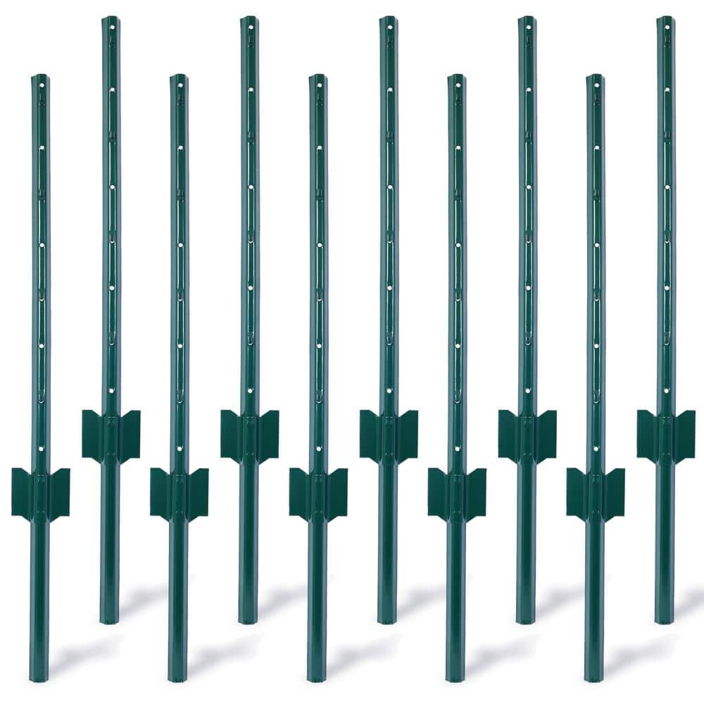 Tidoin 3 ft. H Heavy Duty Metal Fence Post with U-Channel (10 Pack) GH ...