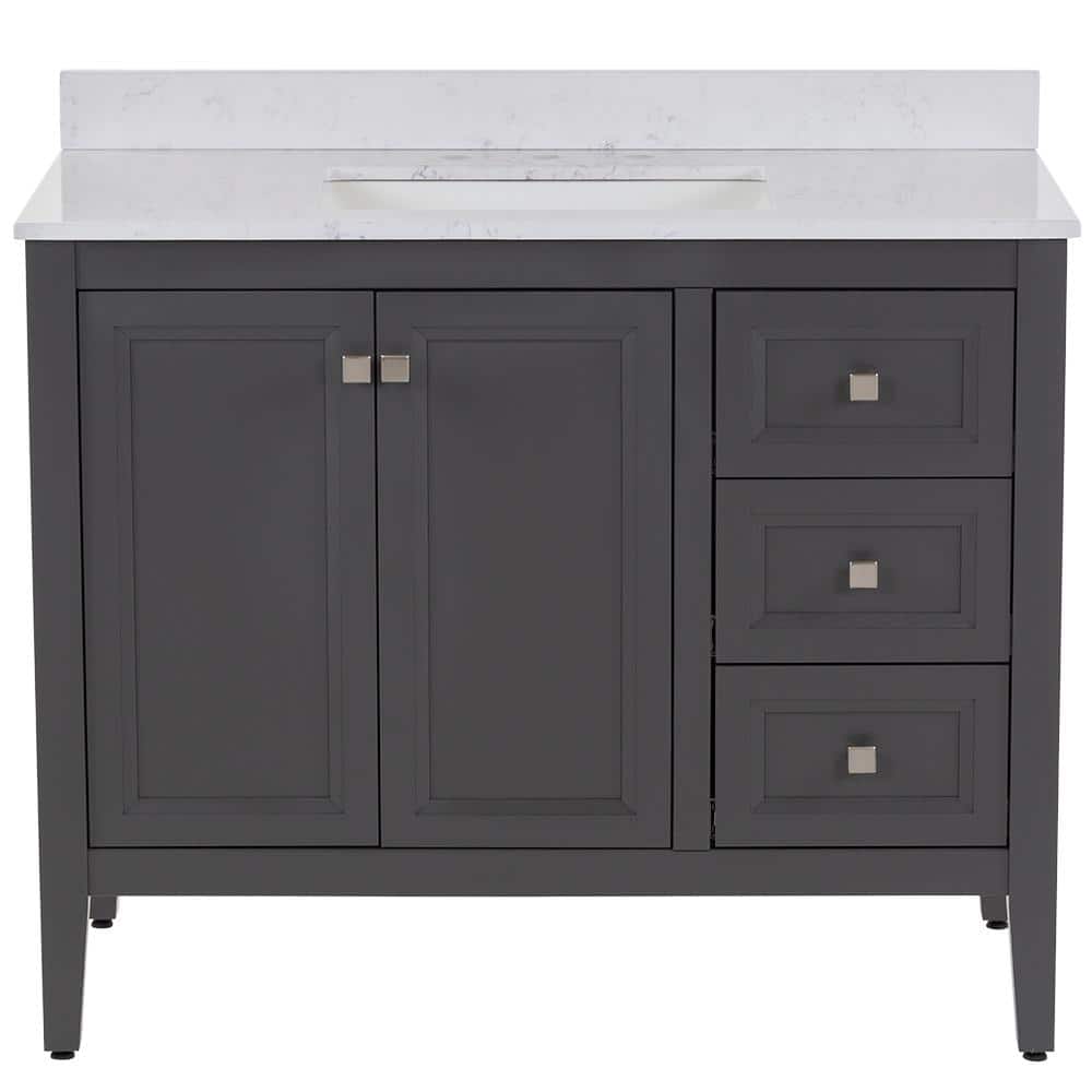 MOEN Darcy 43 in. Single Sink Shale Gray Bath Vanity with Pulsar ...
