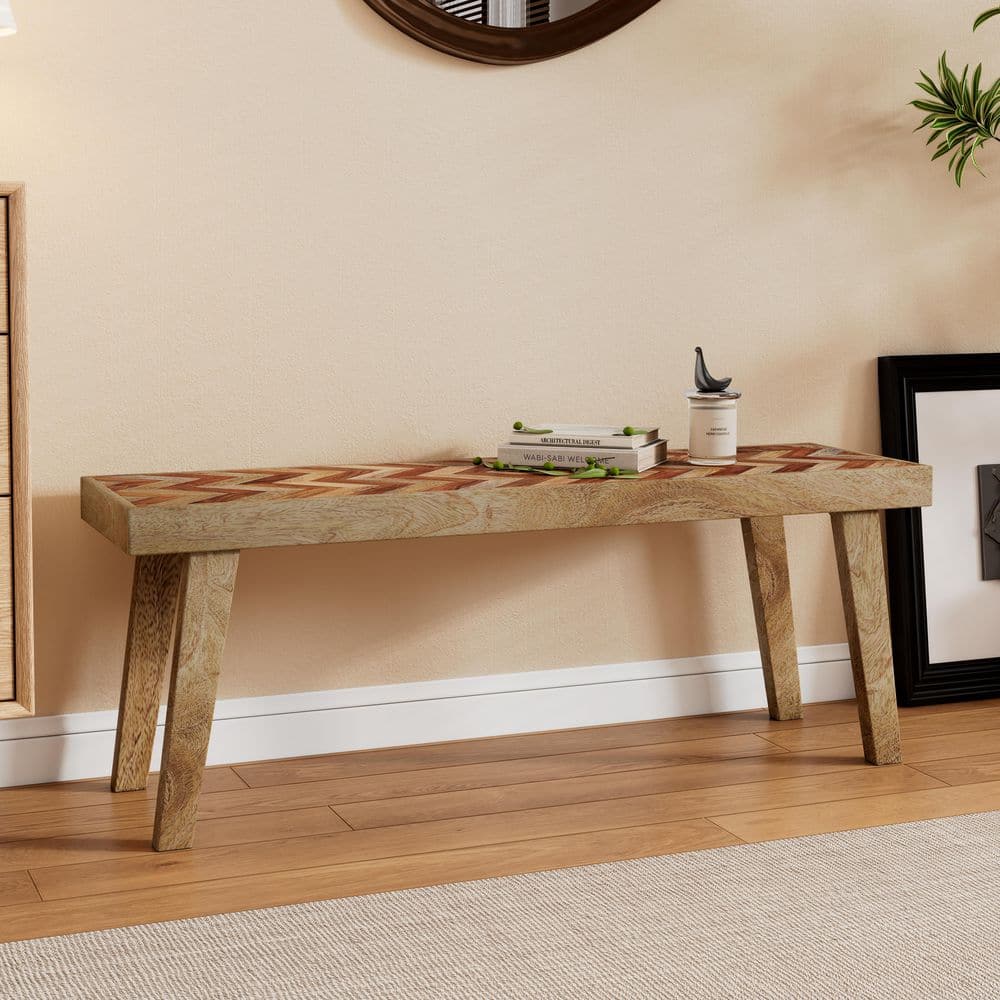 CHRISTOPHER KNIGHT HOME Aurelia Rustic Boho Bench, Mango Wood, Natural ...