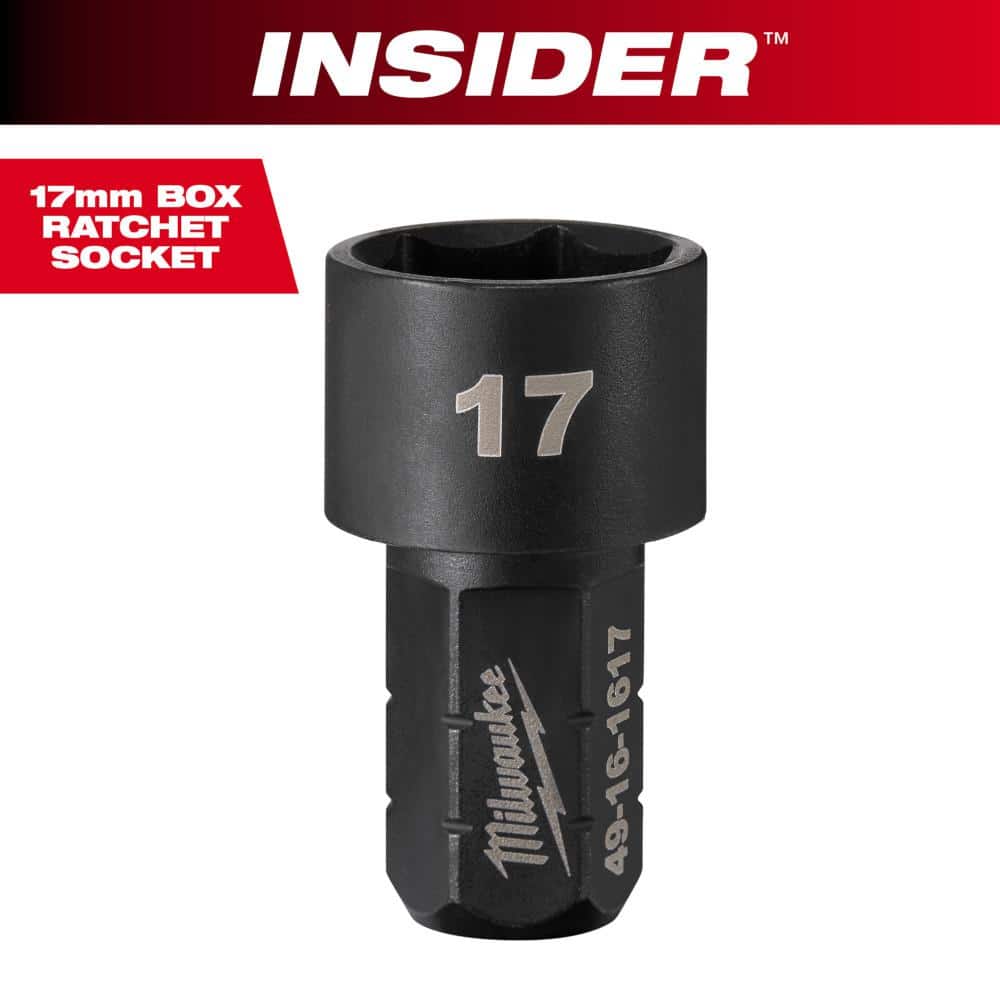 Milwaukee INSIDER Box Ratchet Impact Socket 6 Point 17 mm 49-16-1617 ...