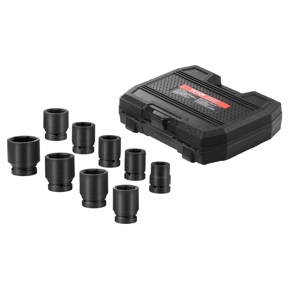 VEVOR Axle Nut Impact Socket Set, 1 in. Drive 6-Point 9-Piece SAE ...