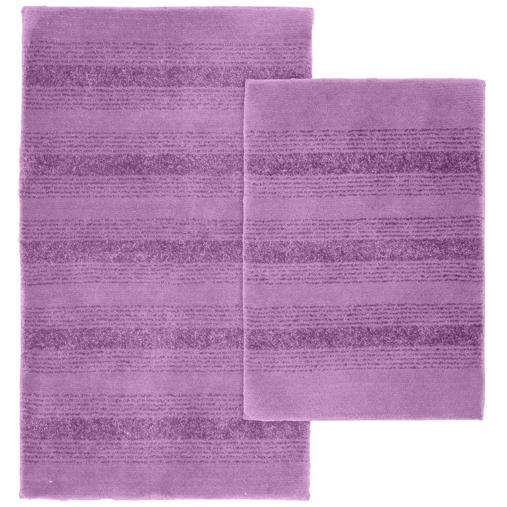 Garland Rug Essence Purple 21 in. x 34 in. Washable Bathroom 2-Piece ...