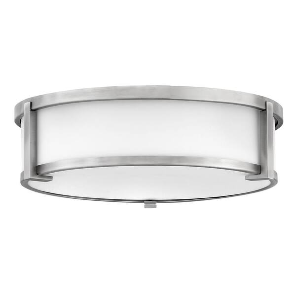 HINKLEY Lowell 16.0 in. 3-Light Antique Nickel Flush Mount 3243AN - The ...