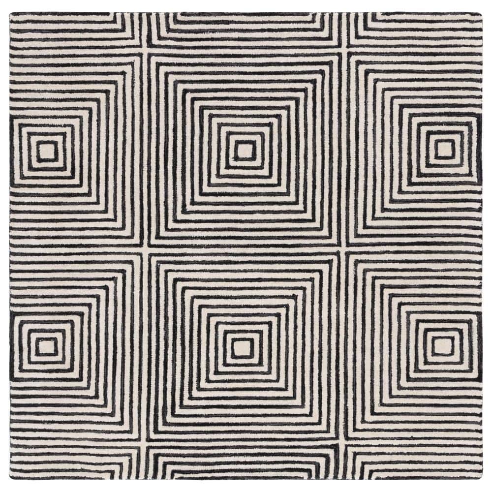 SAFAVIEH Metro Black/Beige 6 ft. x 6 ft. Geometric Squares Square Area ...