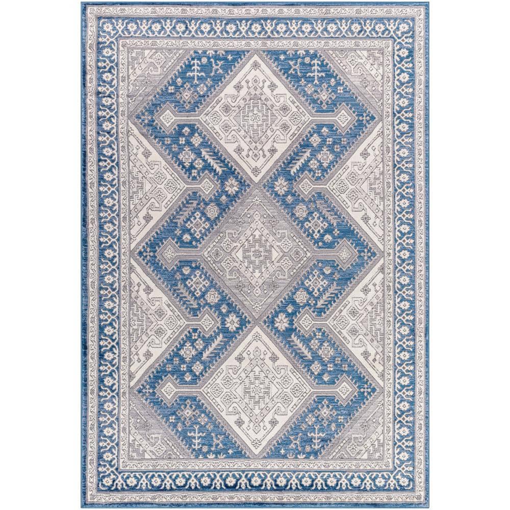 Livabliss Alamo Blue/Gray Medallion 8 ft. x 10 ft. Indoor Area Rug ...