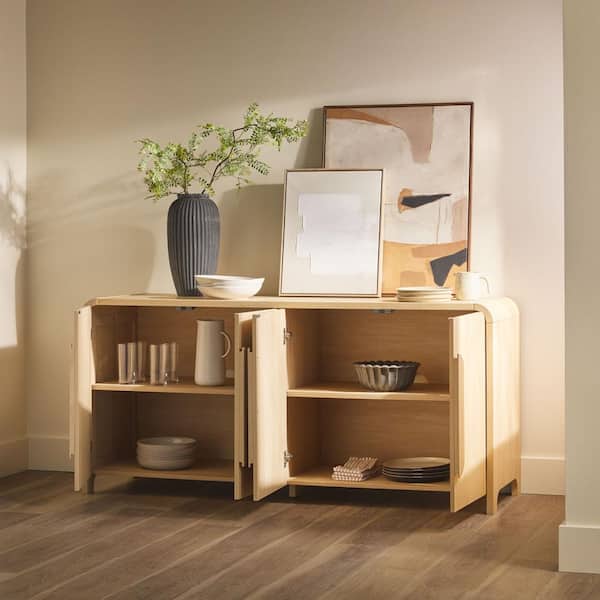 Walker Edison Furniture Company Modern Coastal Oak MDF 64 in Walker Edison Furniture Company Modern Coastal Oak MDF 64 in