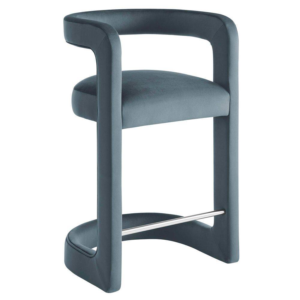 MODWAY Winslow Performance Velvet Counter Stool with Stainless Steel ...