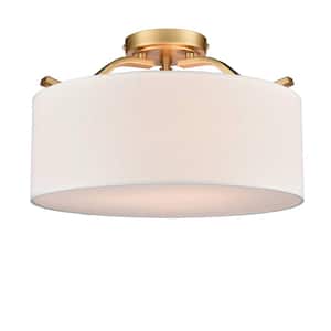 CLAXY 12.83 in. 3-Light Fixture Gold Finish Modern Flush Mount with ...