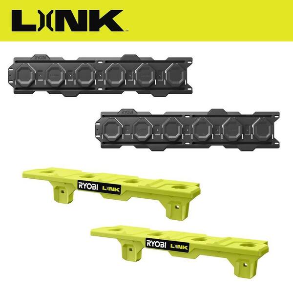RYOBI LINK Wall Rails (2-Pack) with (2) LINK ONE+ Battery Shelves ...
