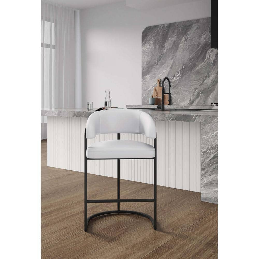 Manhattan Comfort Augusta 26.8 in. Modern White Metal Counter Stool ...