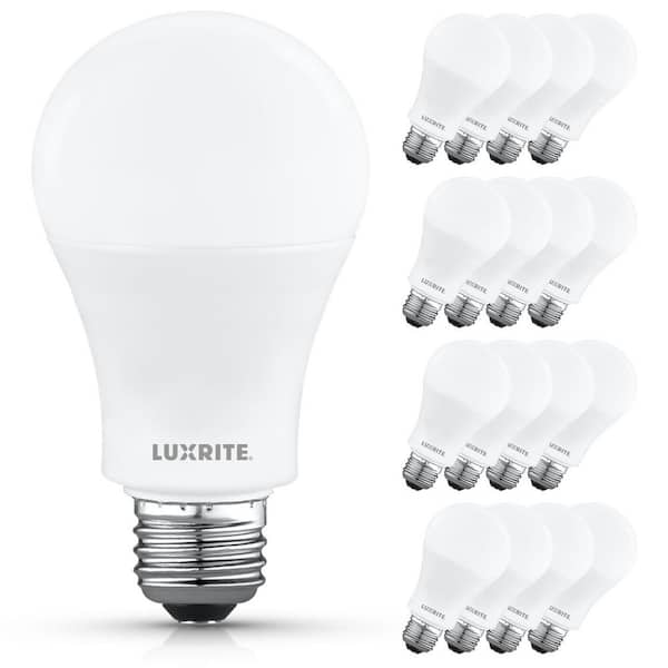 LUXRITE 100-Watt Equivalent A19 LED Light Bulb 3500K Natural White 12 ...