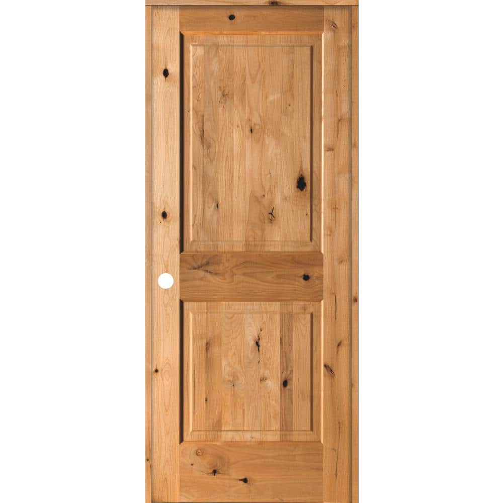 Krosswood Doors 30 in. x 80 in. Rustic Knotty Alder Wood 2-Panel Square ...