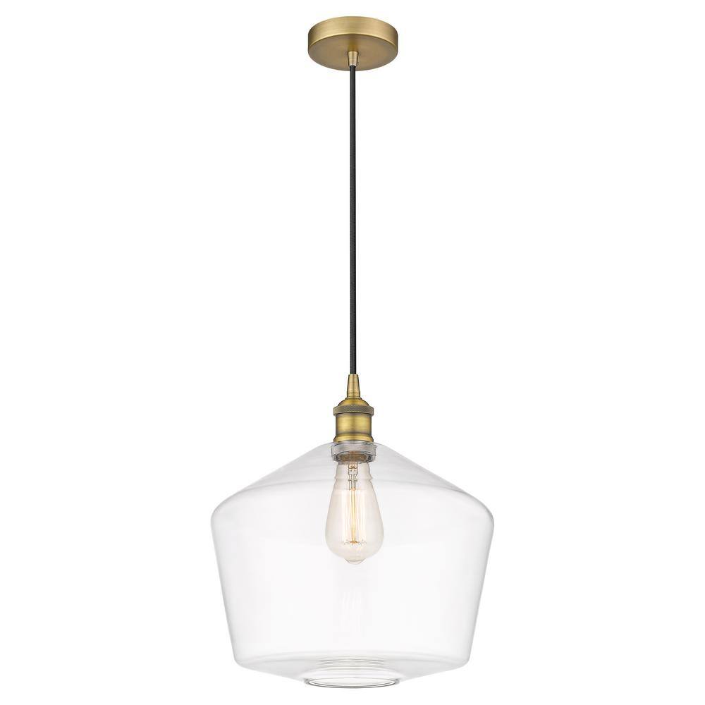 Innovations Cindyrella 60-Watt 1-Light Brushed Brass Standard Mini Pendant Light with Clear ...