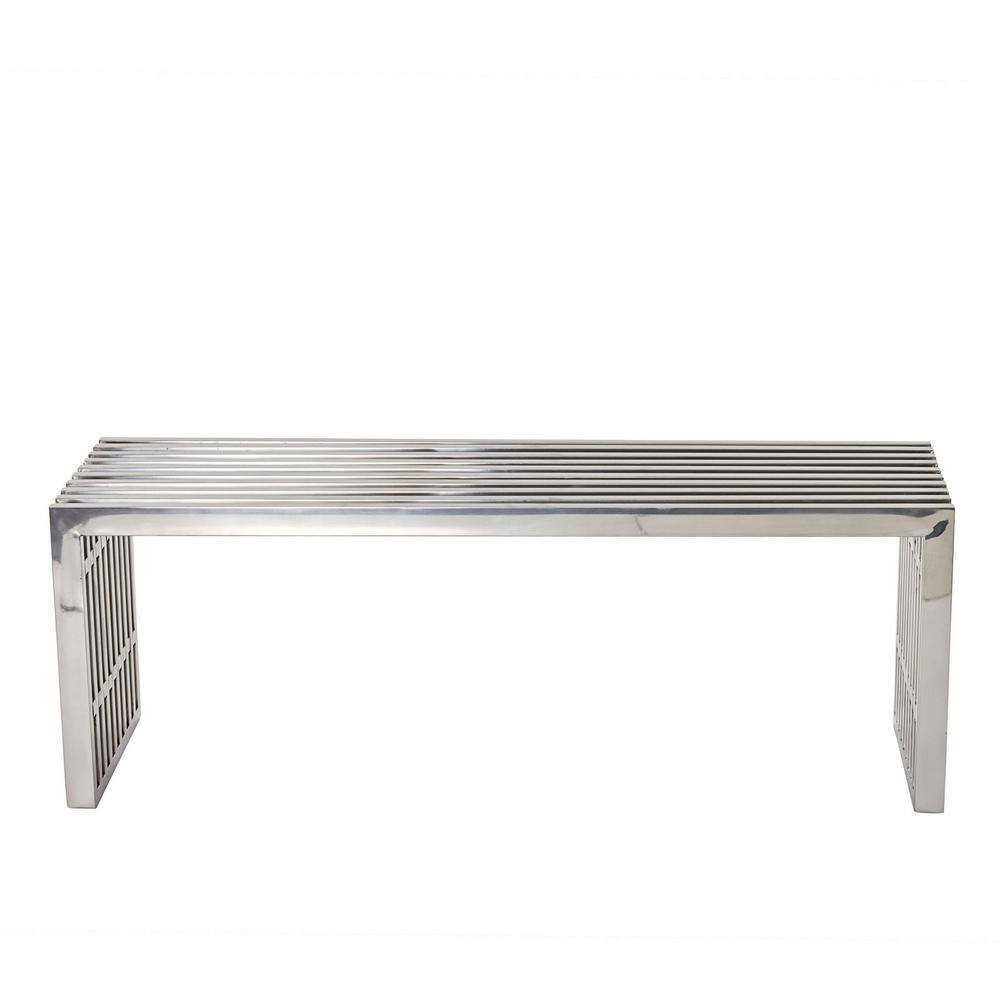MODWAY Gridiron Medium Stainless Steel Bench in Silver EEI-625-SLV ...