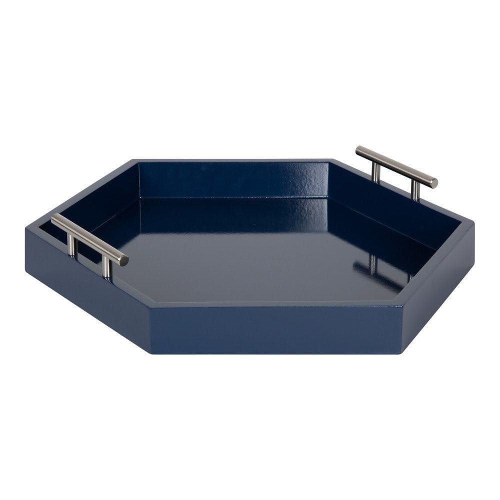 Kate and Laurel Lipton Navy Blue Decorative Tray 220265 - The Home Depot