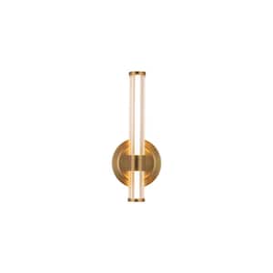 KUZCO Cedar 11 in. 1 Light 15-Watt Brushed Gold/Clear Integrated LED Wall Sconce WS52511-BG/CL ...