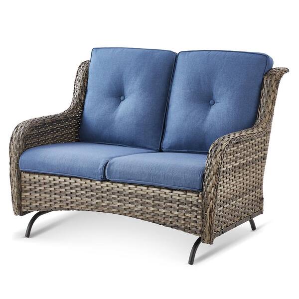 Pocassy 2-Person Wicker Outdoor Patio Glider Couch with Deep Seating ...