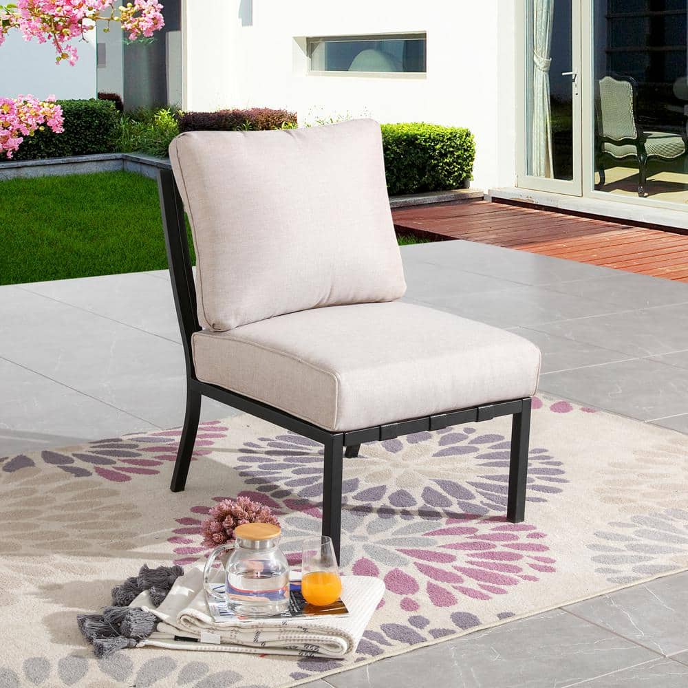 Patio Festival Metal Armless Middle Outdoor Sectional Chair with Beige ...