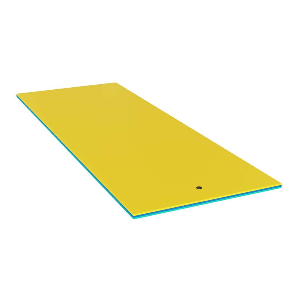 Clihome 12 ft. x 6 ft. Yellow Floating Water Mat with 3-Layer Foam ...