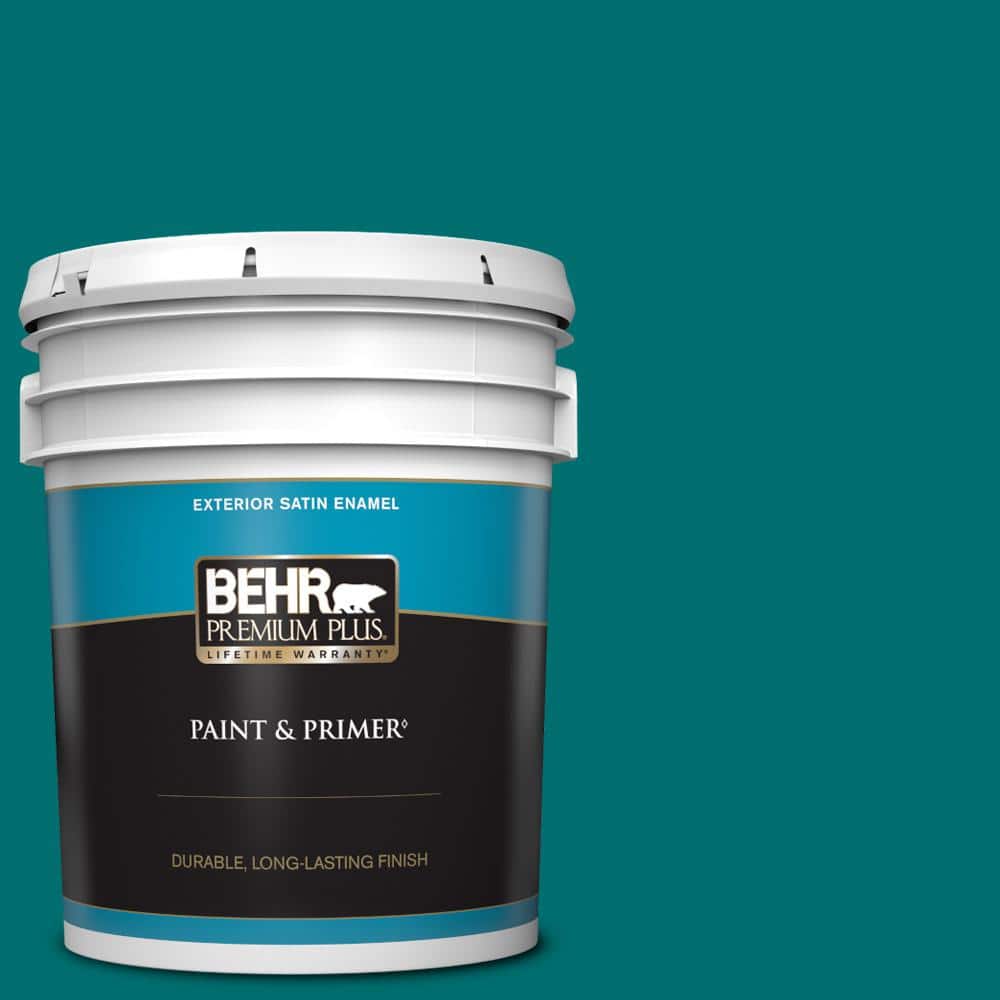 BEHR PREMIUM PLUS 5 gal. #P460-7 Caribbean Current Satin Enamel ...
