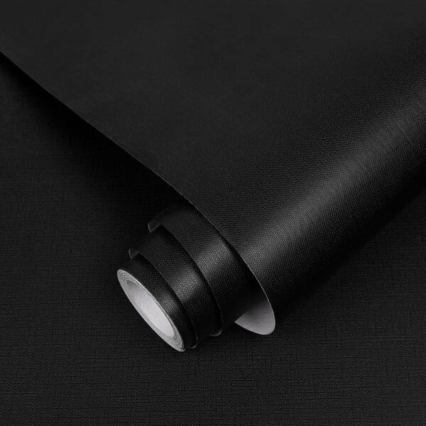Black Solid Color Contact Paper Peel and Stick Wallpaper Roll Set of 2 ...