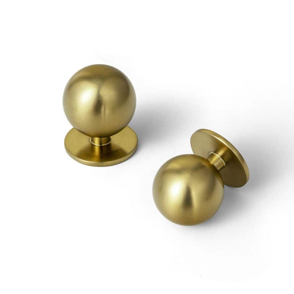 Goo-Ki 12-Pack 1 in. (25mm) Sleek Round Brushed Gold Zinc Alloy Ball ...