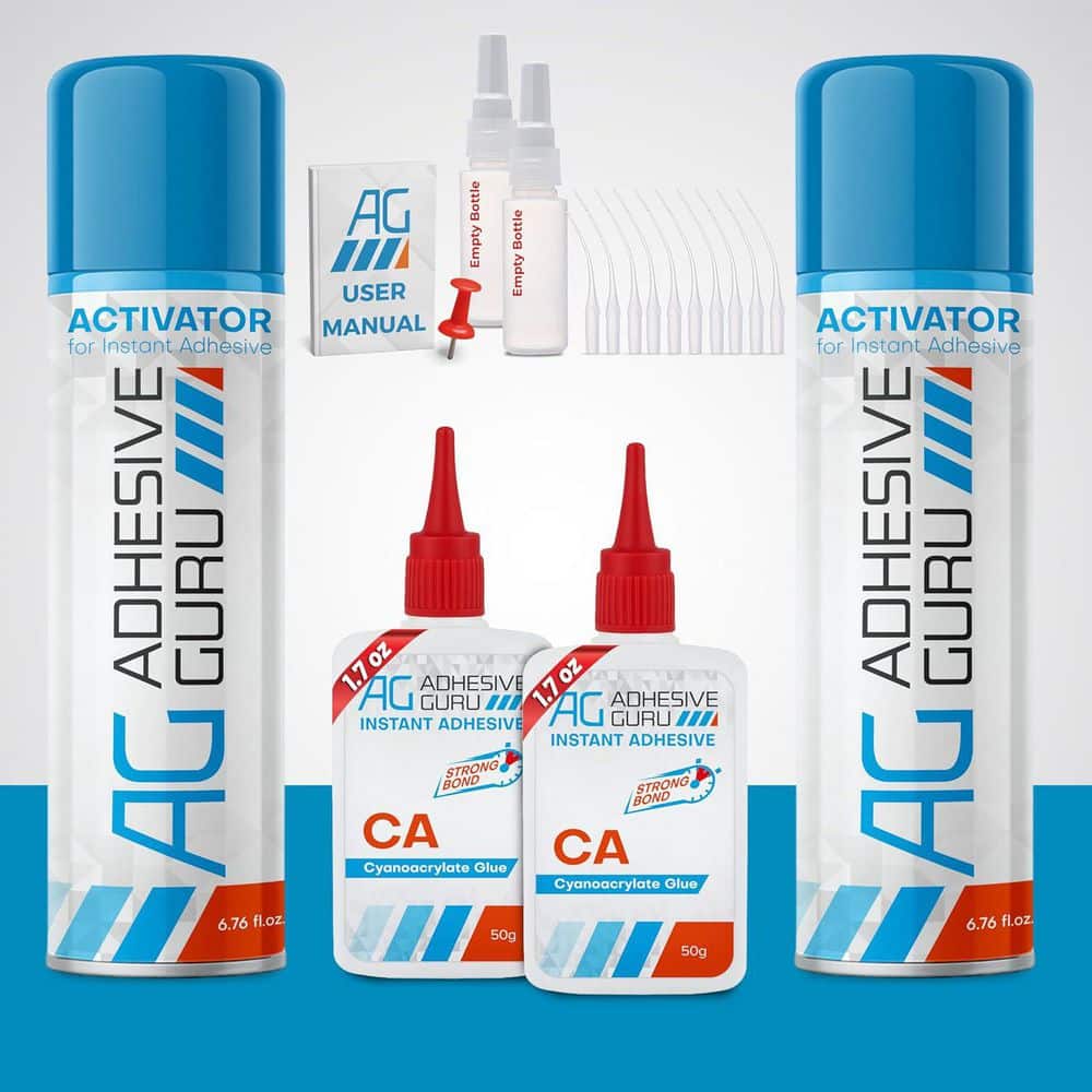 AG ADHESIVE GURU AG220 CA Glue (2 x 1.7 oz.), Activator Spray Set (2 x ...