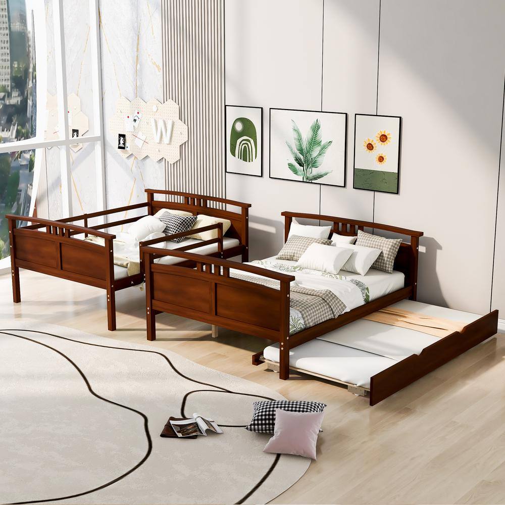 Harper & Bright Designs Brown Full Over Full Bunk Bed with Twin Size ...