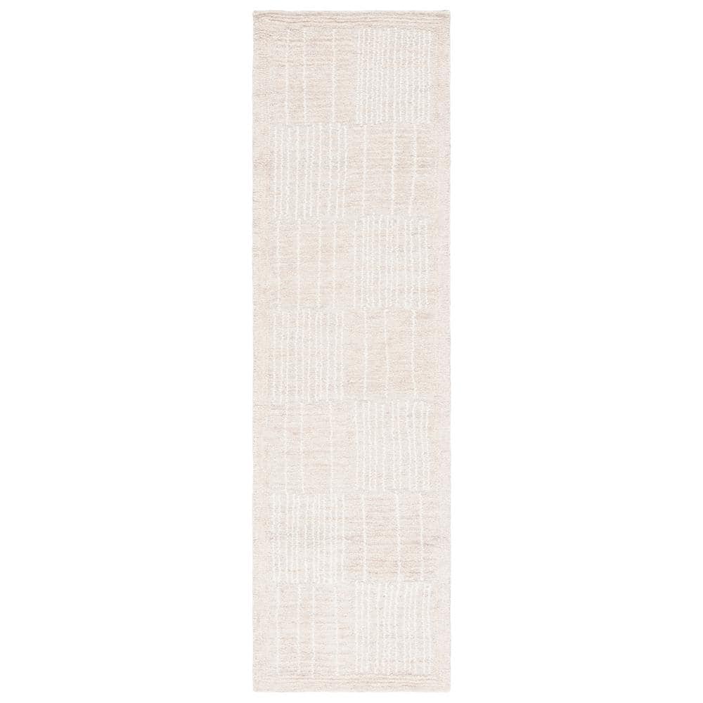 SAFAVIEH Abstract Light Brown/Ivory 2 ft. x 8 ft. Checkered Unitone ...