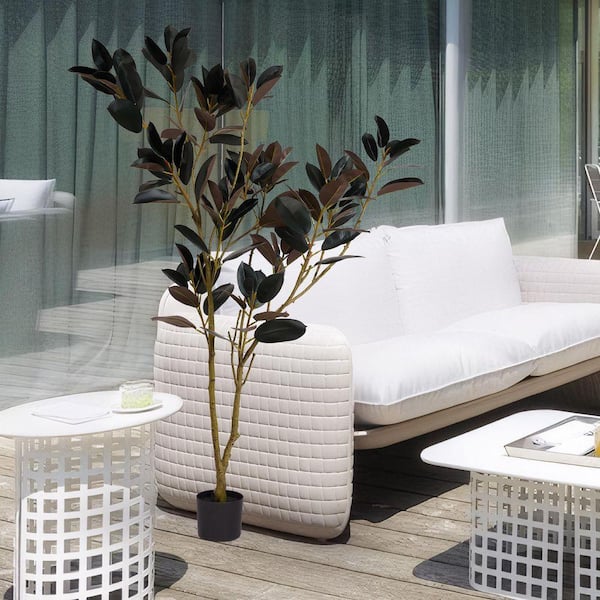 5.9 ft. Artificial Purple Black Iron Tree in Black Plastic Container T ...