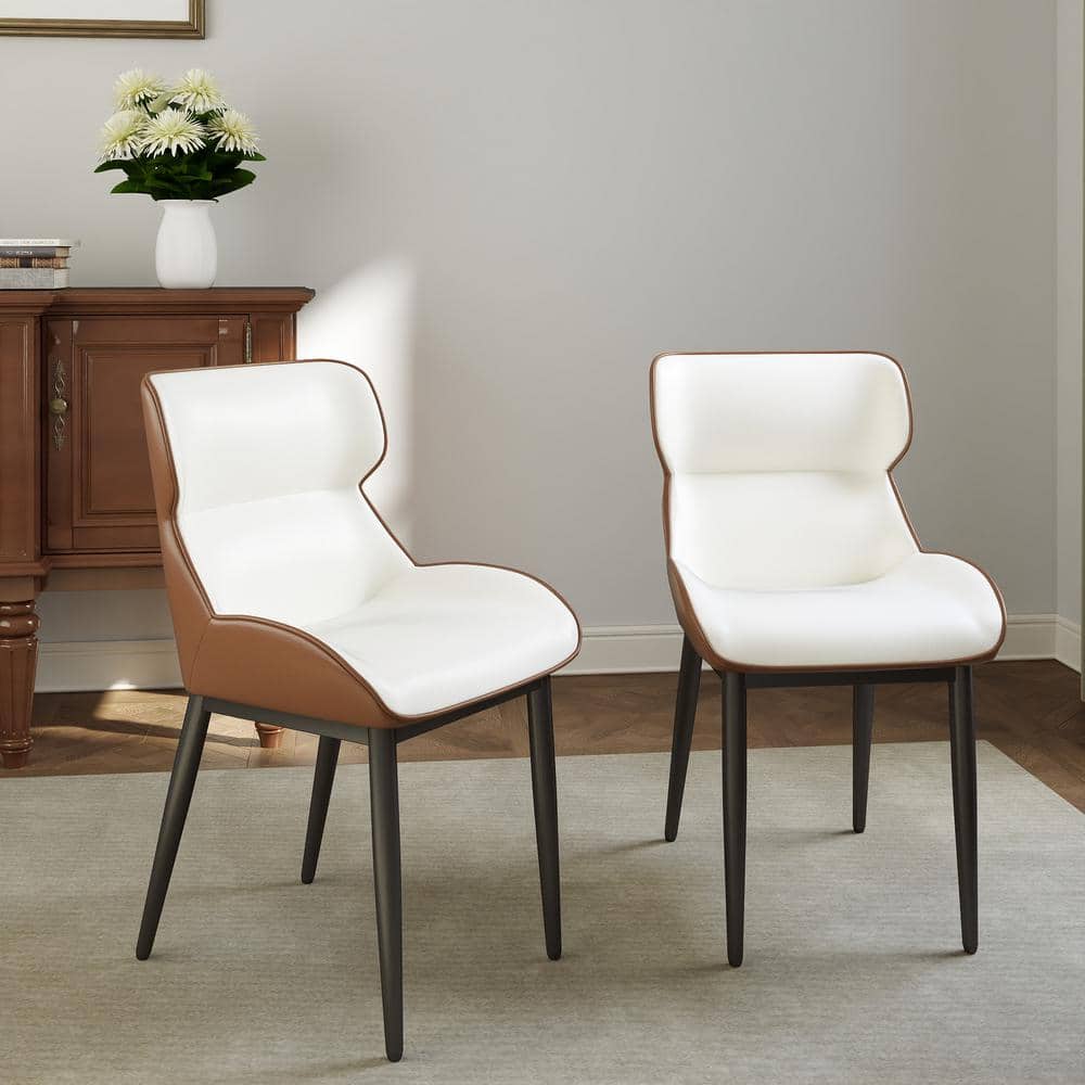 Magic Home Set of 2 PU Leather Dining Chair Morden Desk Chair with ...