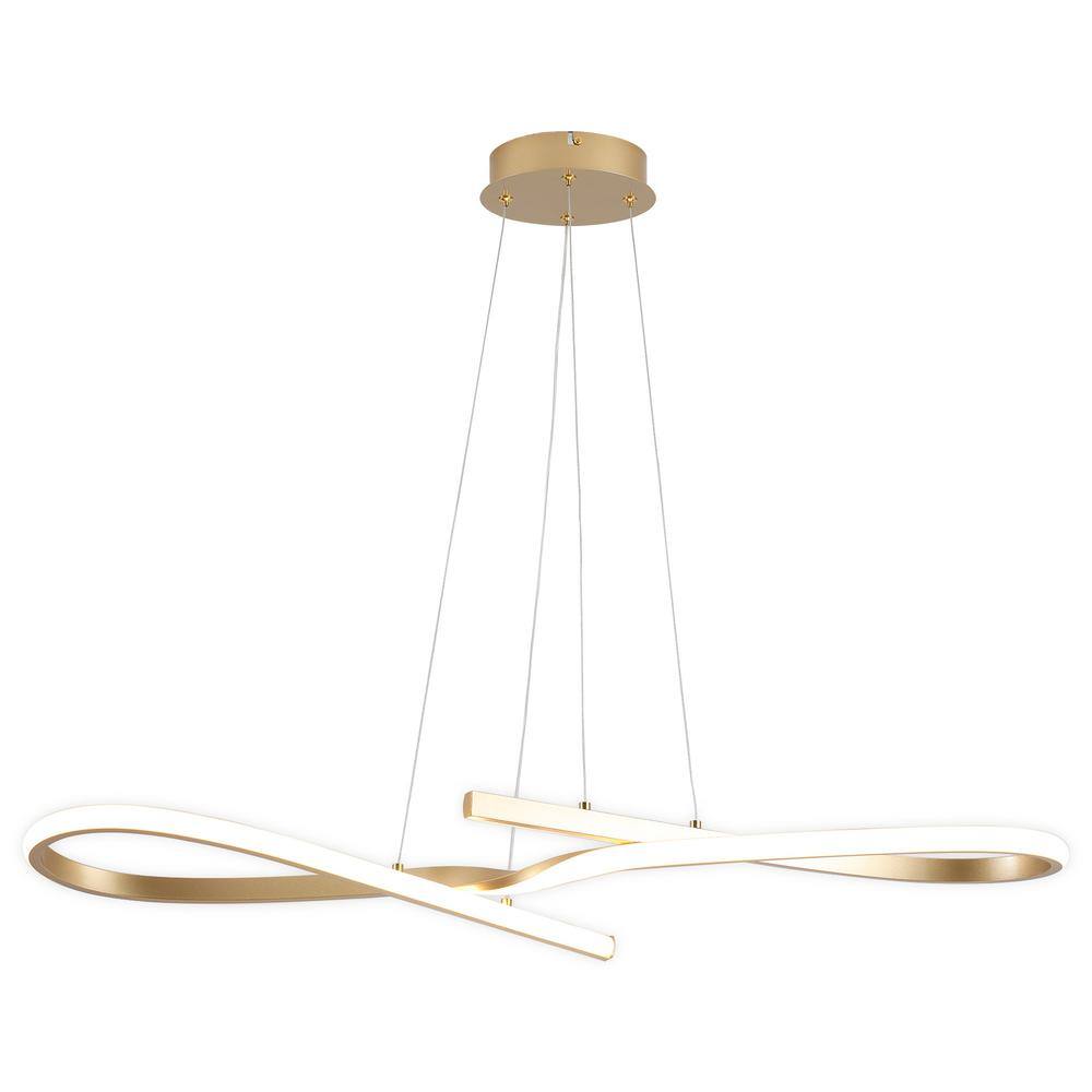 LWYTJO Catharinus 30-Watt 1-Light Gold Linear Geometric Integrated LED ...