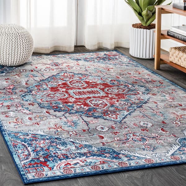 JONATHAN Y Modern Persian Vintage Medallion Red/Navy 8 ft. x 10 ft ...