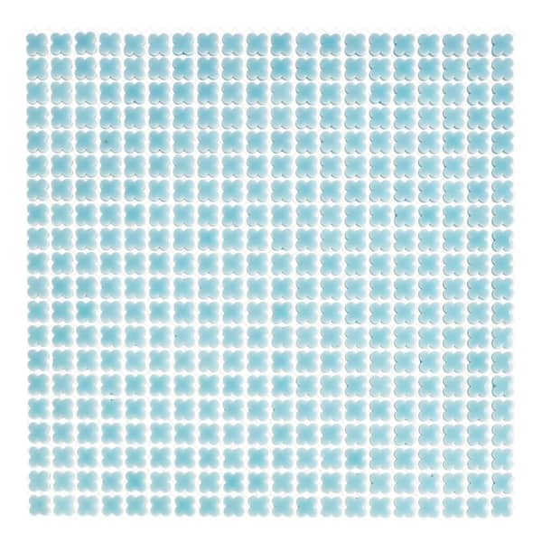 Merola Tile Fioretti Glossy Powder Blue 6 in. x 6 in. Porcelain Mosaic ...