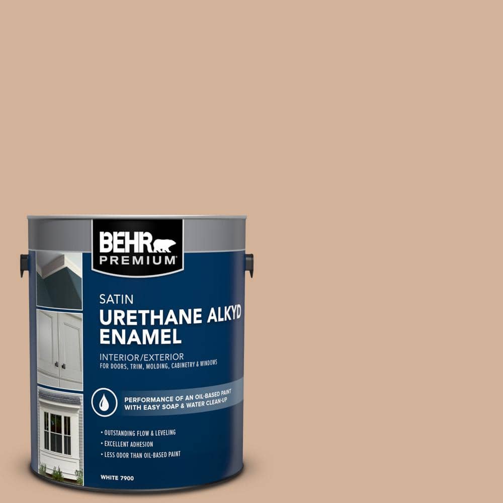 BEHR PREMIUM 1 gal. #S210-3 Sweet Tea Urethane Alkyd Satin Enamel ...