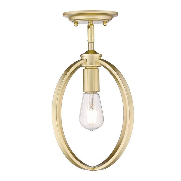 Golden Lighting Colson 9.75 in. 1-Light Olympic Gold Semi-Flush Mount ...