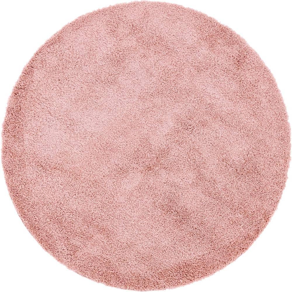Unique Loom Davos Shag Dusty Rose Pink 8 ft. x 8 ft. Round Area Rug ...