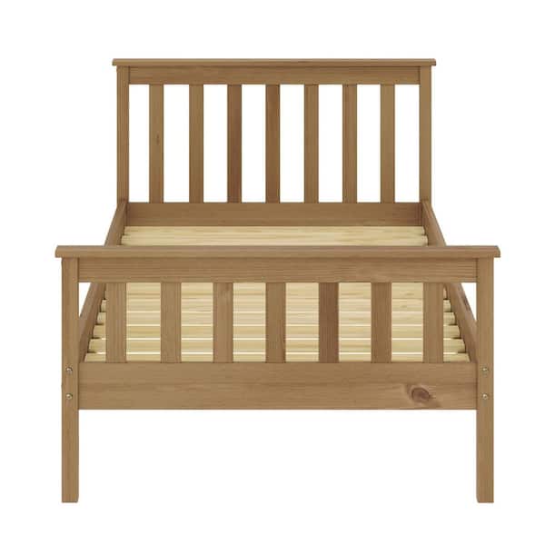 Brown Wood Frame Shaker Twin Platform Bed