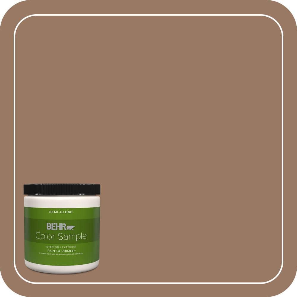 BEHR PREMIUM PLUS 8 oz. #250F-5 Fudge Bar Semi-Gloss Interior/Exterior ...