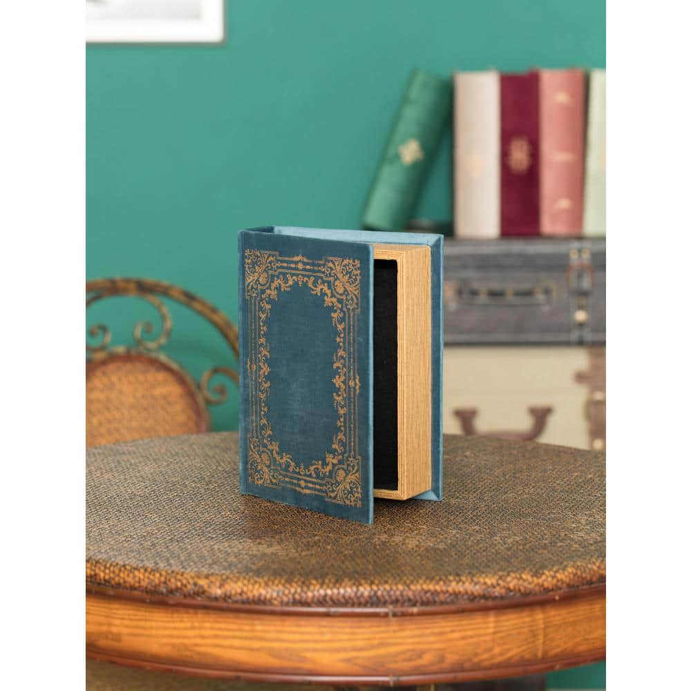 Vintiquewise Blue Decorative Wooden Vintage Book Shaped Trinket Storage ...