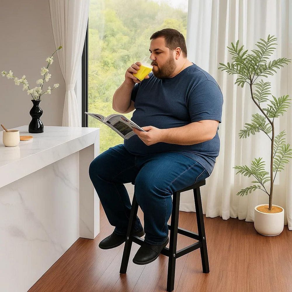 AUTMOON 29 in. Black Outdoor Bar Stools Set of 2, Modern Resin All ...