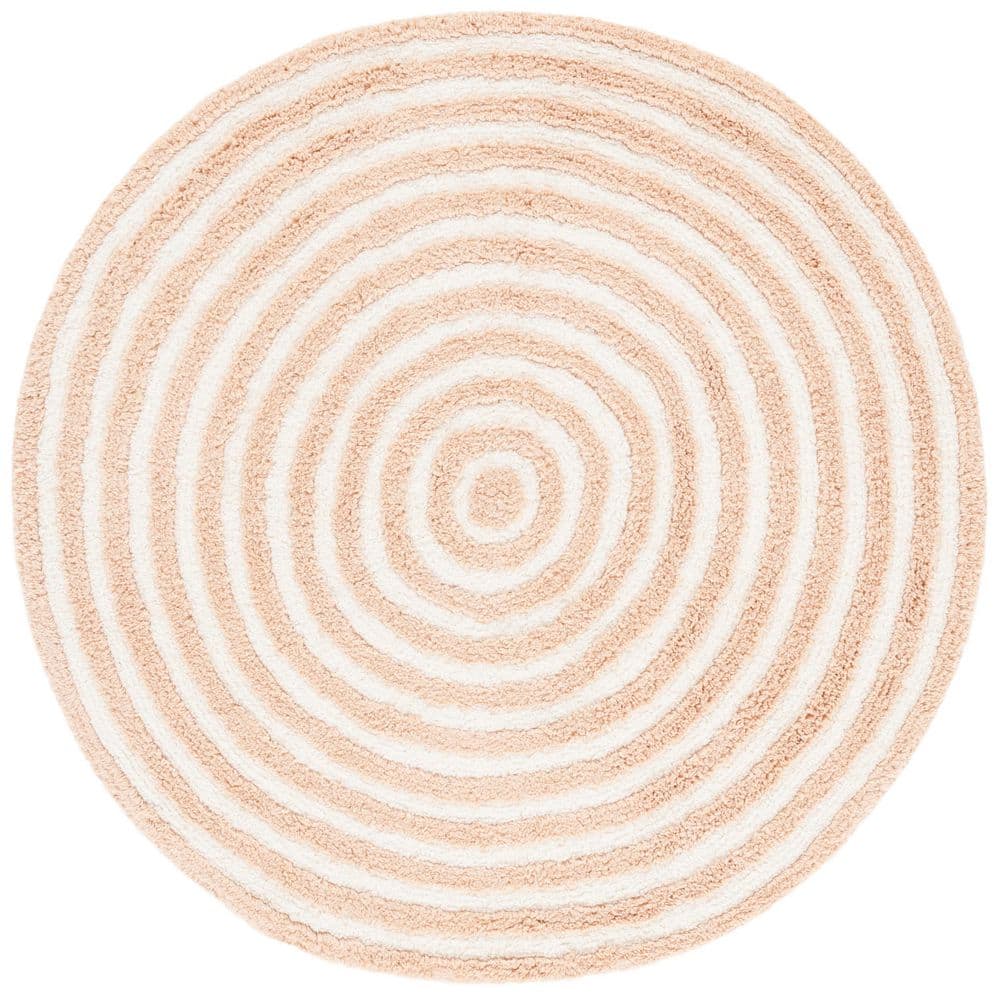 SAFAVIEH Easy Care Pink/Ivory 4 ft. x 4 ft. Machine Washable High-Low ...