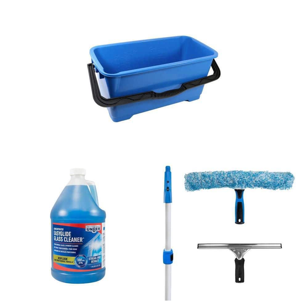 Unger 6 Gal. Heavy-Duty Bucket, 1 Gal. Glass Cleaner and Total Pro Kit ...