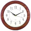 Timekeeper Products 11-3/4 in. Glass and Faux Wood Wall Clock 6415 ...